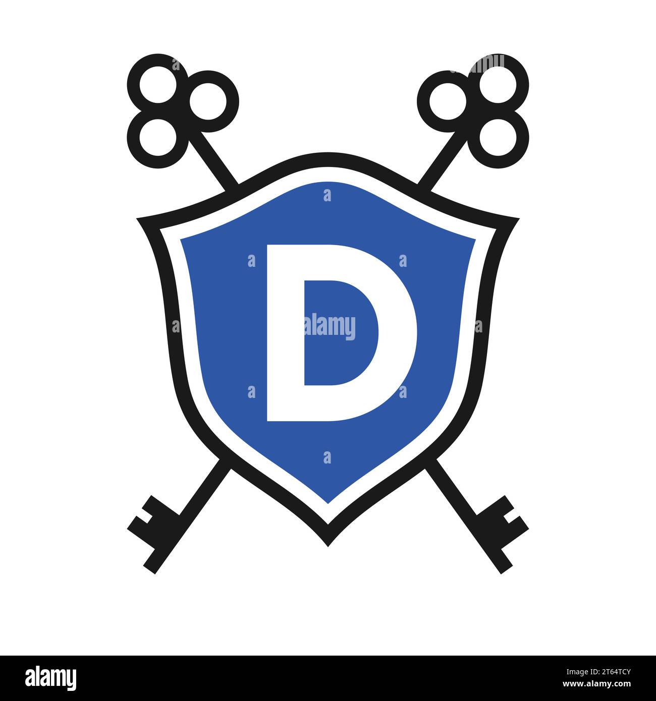 Letter D Real Estate Logo Design Concept with Crossed Key Sign. Key ...