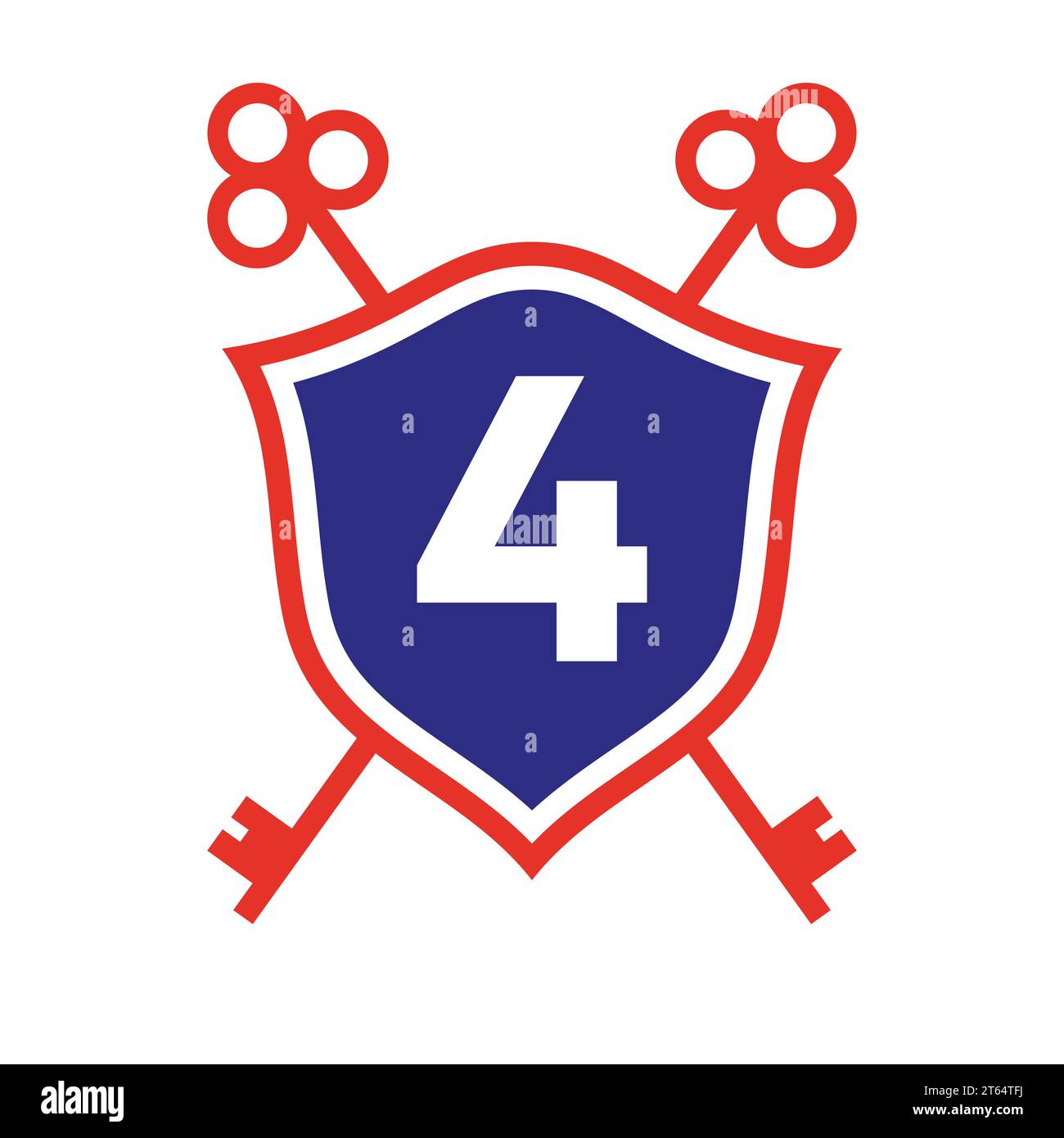 Letter 4 Real Estate Logo Design Concept with Crossed Key Sign. Key ...