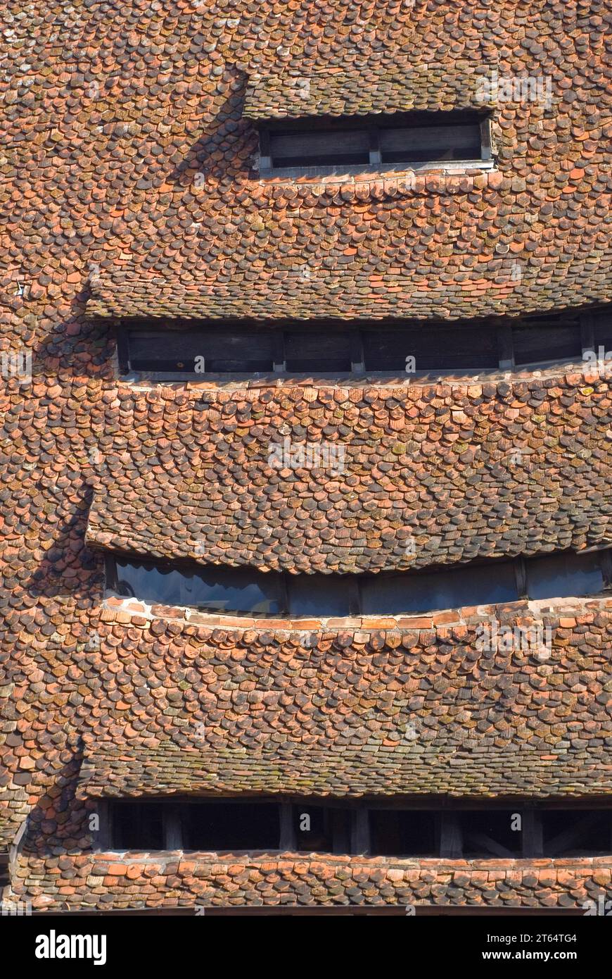 Slate old roof truss, historical, roof tiles, house, crooked, France ...