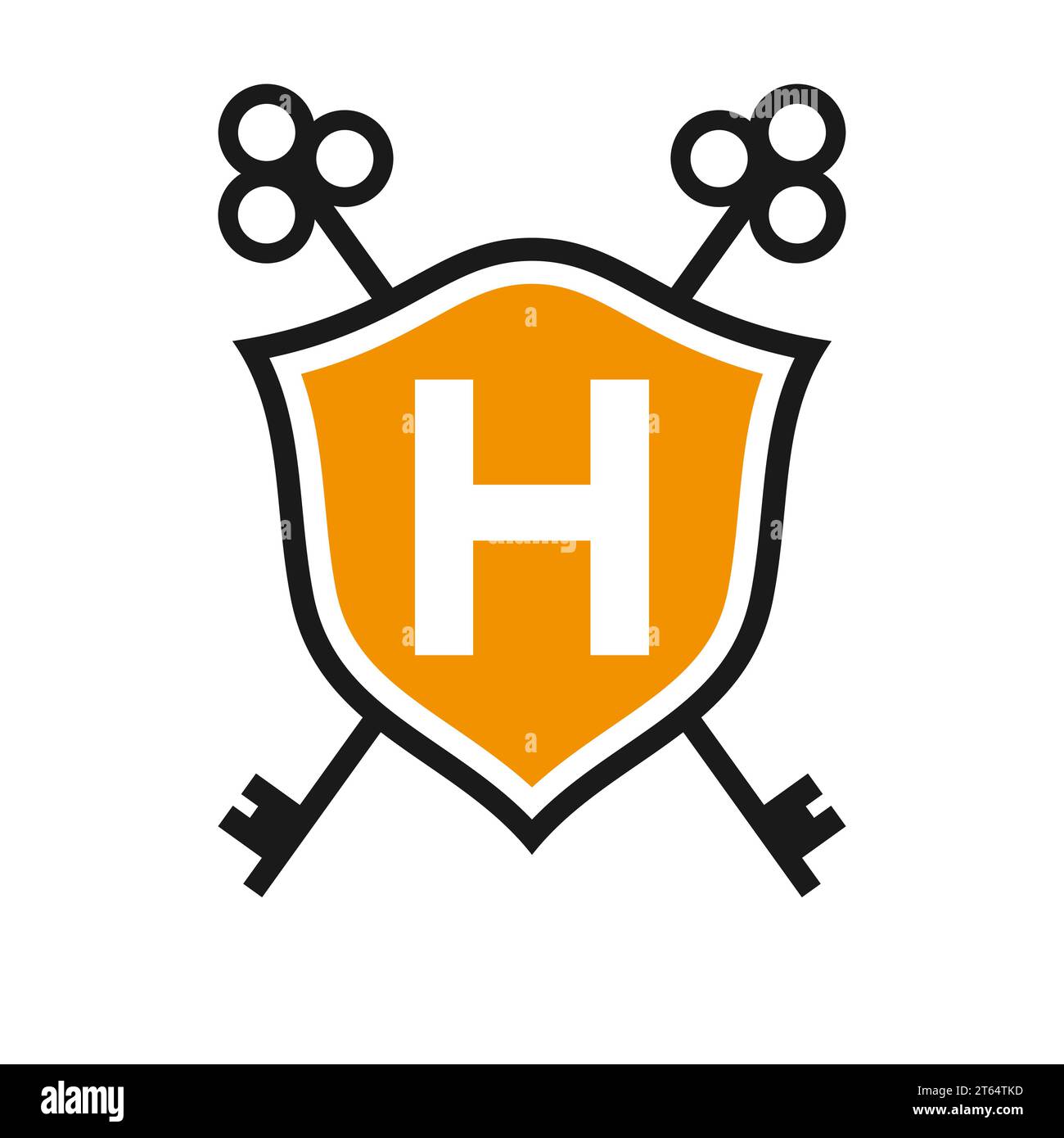 Letter H Real Estate Logo Design Concept with Crossed Key Sign. Key ...