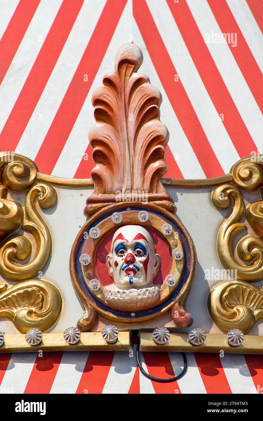 Detail from the roof of a fairground carousel, fair, carousel, circus ...