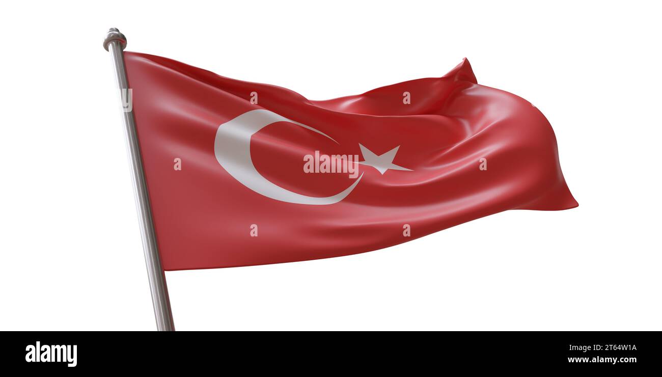 Turkey flag waving isolated on white transparent background Stock Photo - Alamy