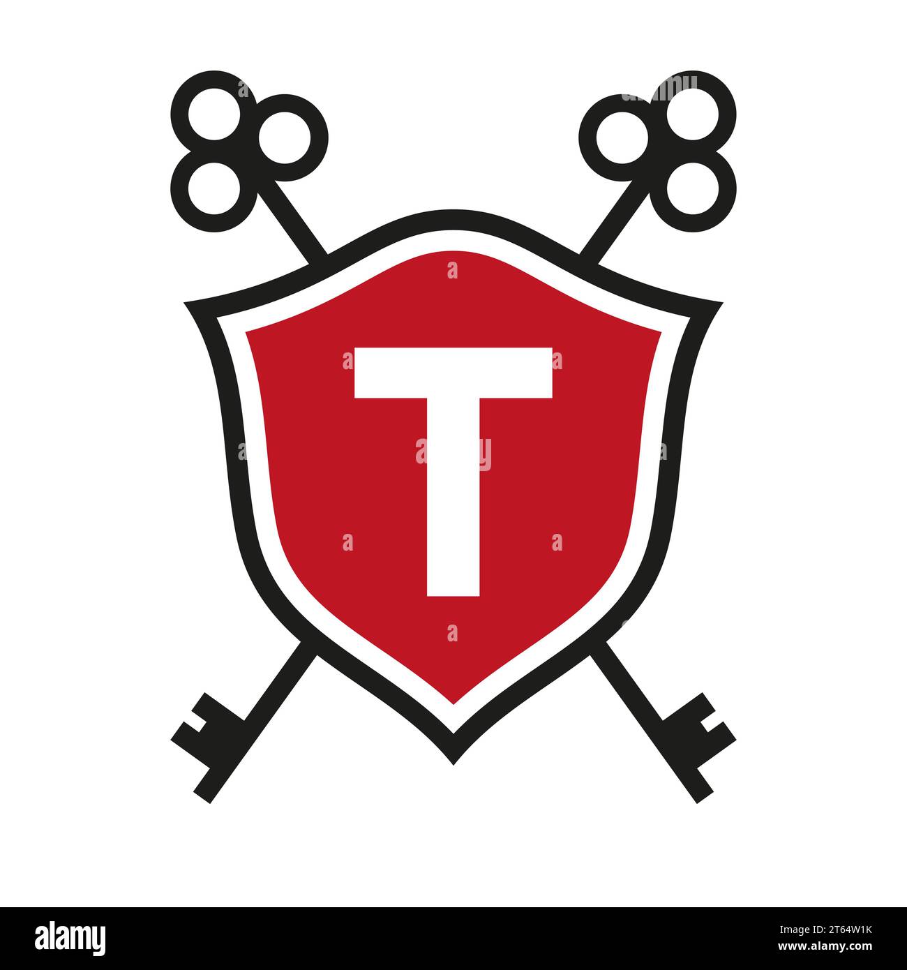 Letter T Real Estate Logo Design Concept with Crossed Key Sign. Key ...