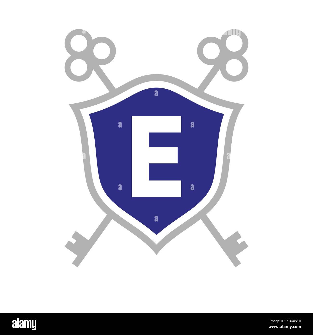 Letter E Real Estate Logo Design Concept with Crossed Key Sign. Key ...