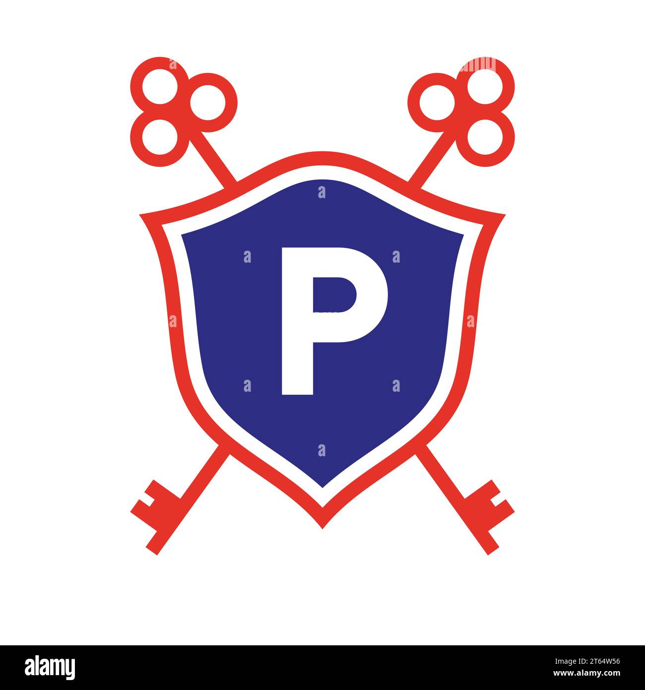 Letter P Real Estate Logo Design Concept with Crossed Key Sign. Key ...