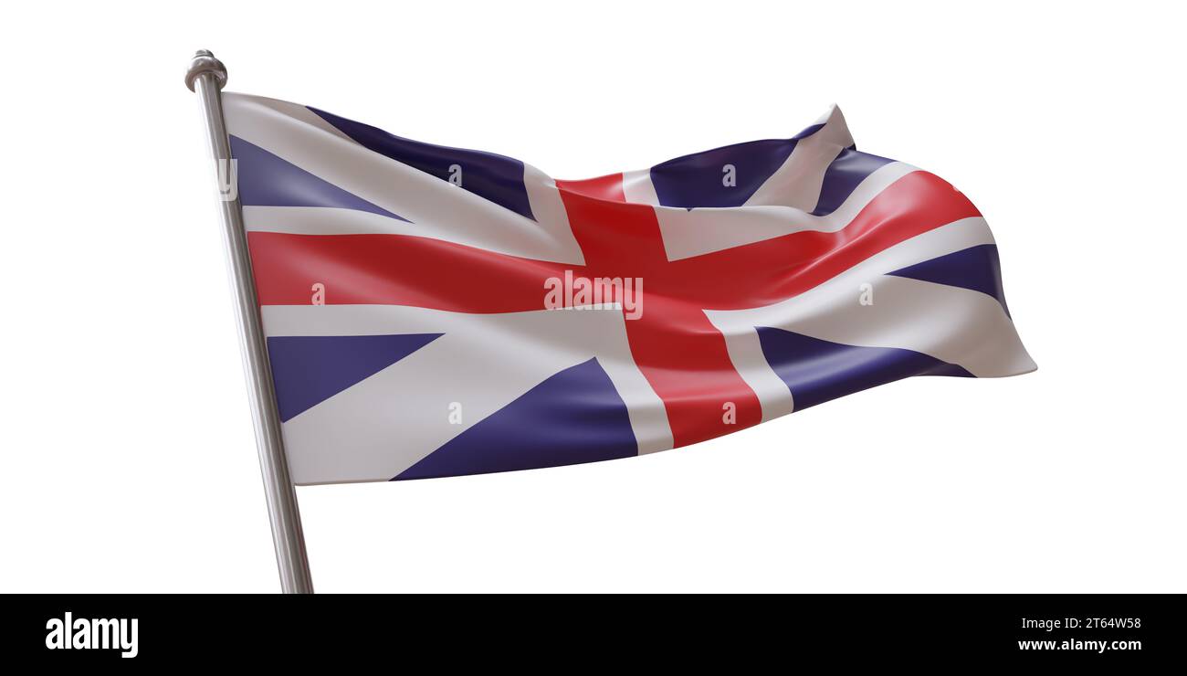 United Kingdom UK flag waving isolated on white transparent background ...