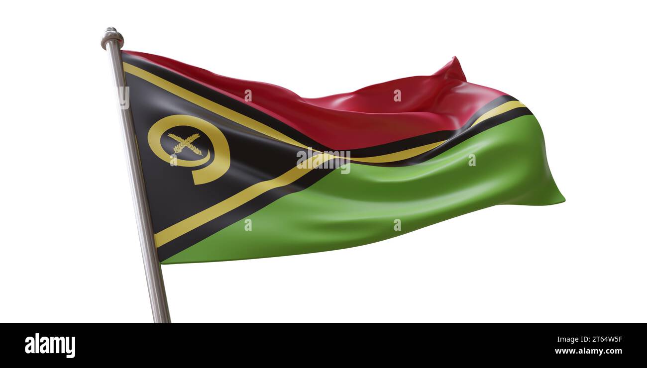 Vanuatu flag waving isolated on white transparent background Stock ...