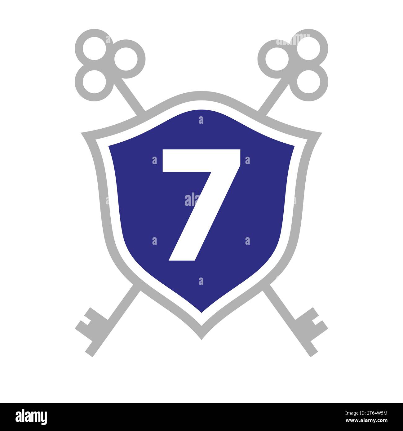 Letter 7 Real Estate Logo Design Concept with Crossed Key Sign. Key ...