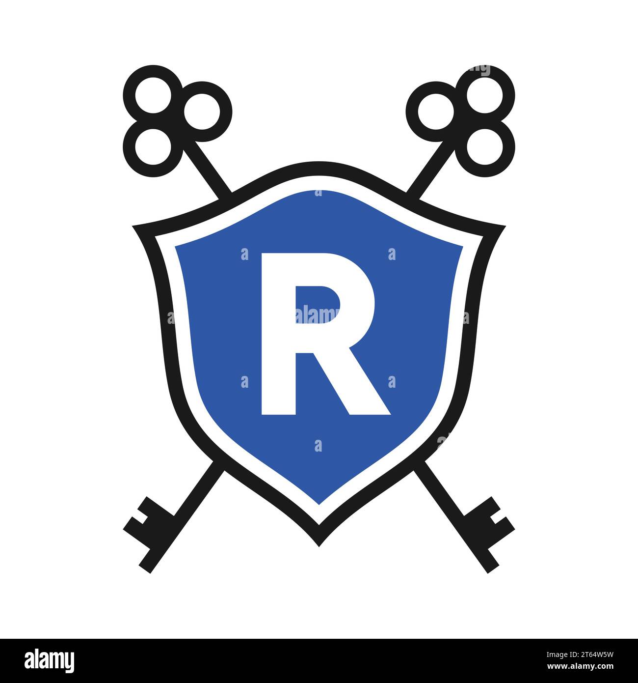 Letter R Real Estate Logo Design Concept with Crossed Key Sign. Key ...