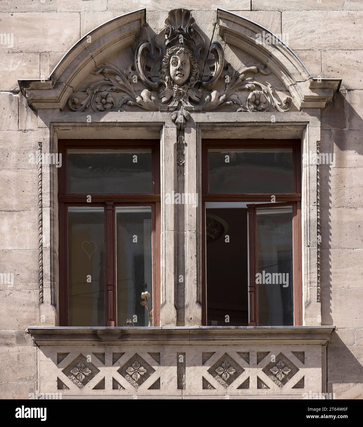 Decorative window of a 19th century residential house Erlangen, Middle ...