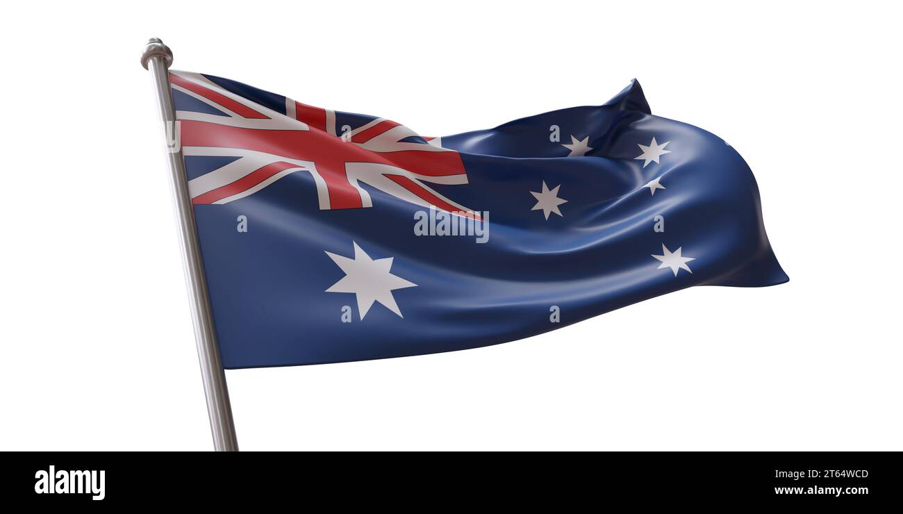 Australia flag waving isolated on white transparent background Stock ...