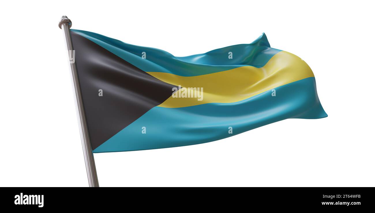 Bahamas flag waving isolated on white transparent background Stock ...