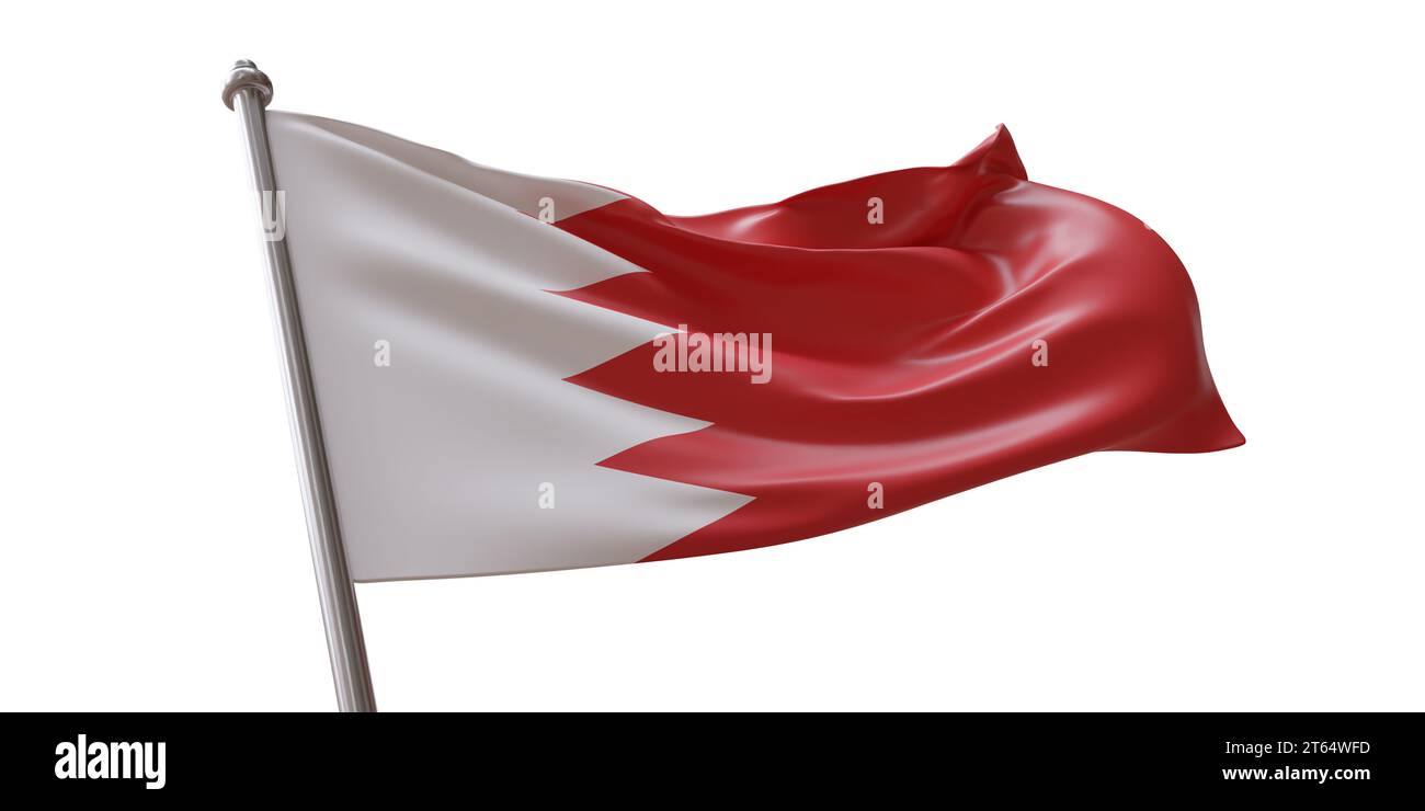 Bahrain flag waving isolated on white transparent background Stock ...