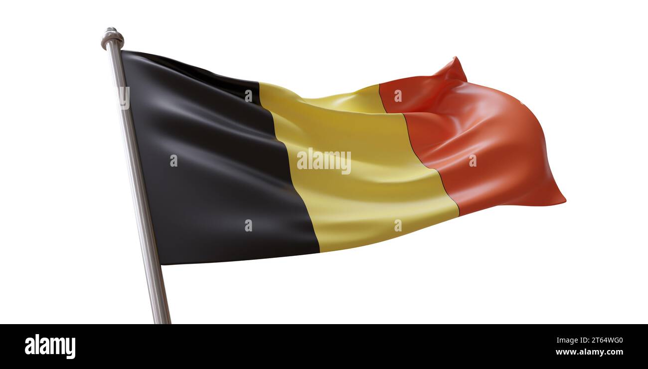 Belgium flag waving isolated on white transparent background Stock ...