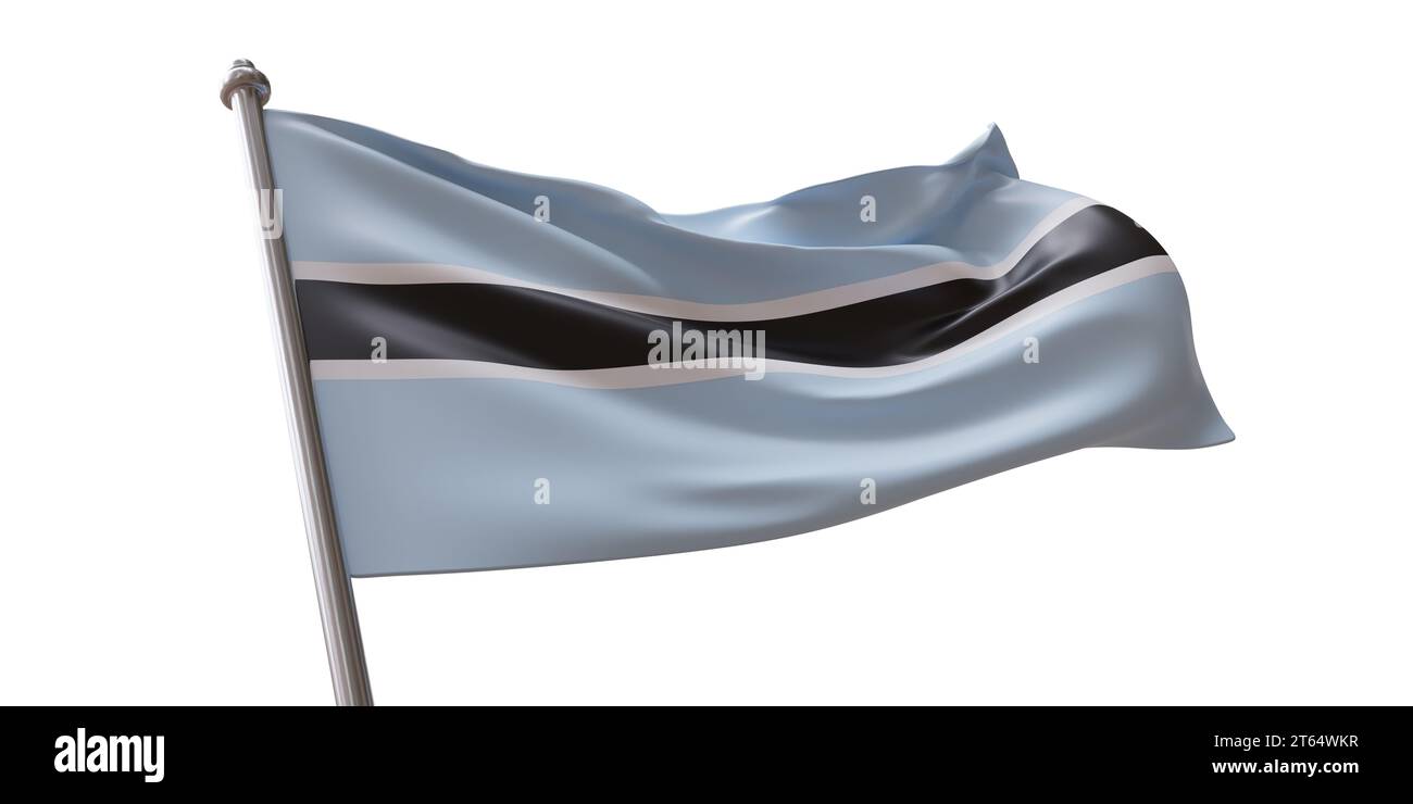 Botswana flag waving isolated on white transparent background Stock ...