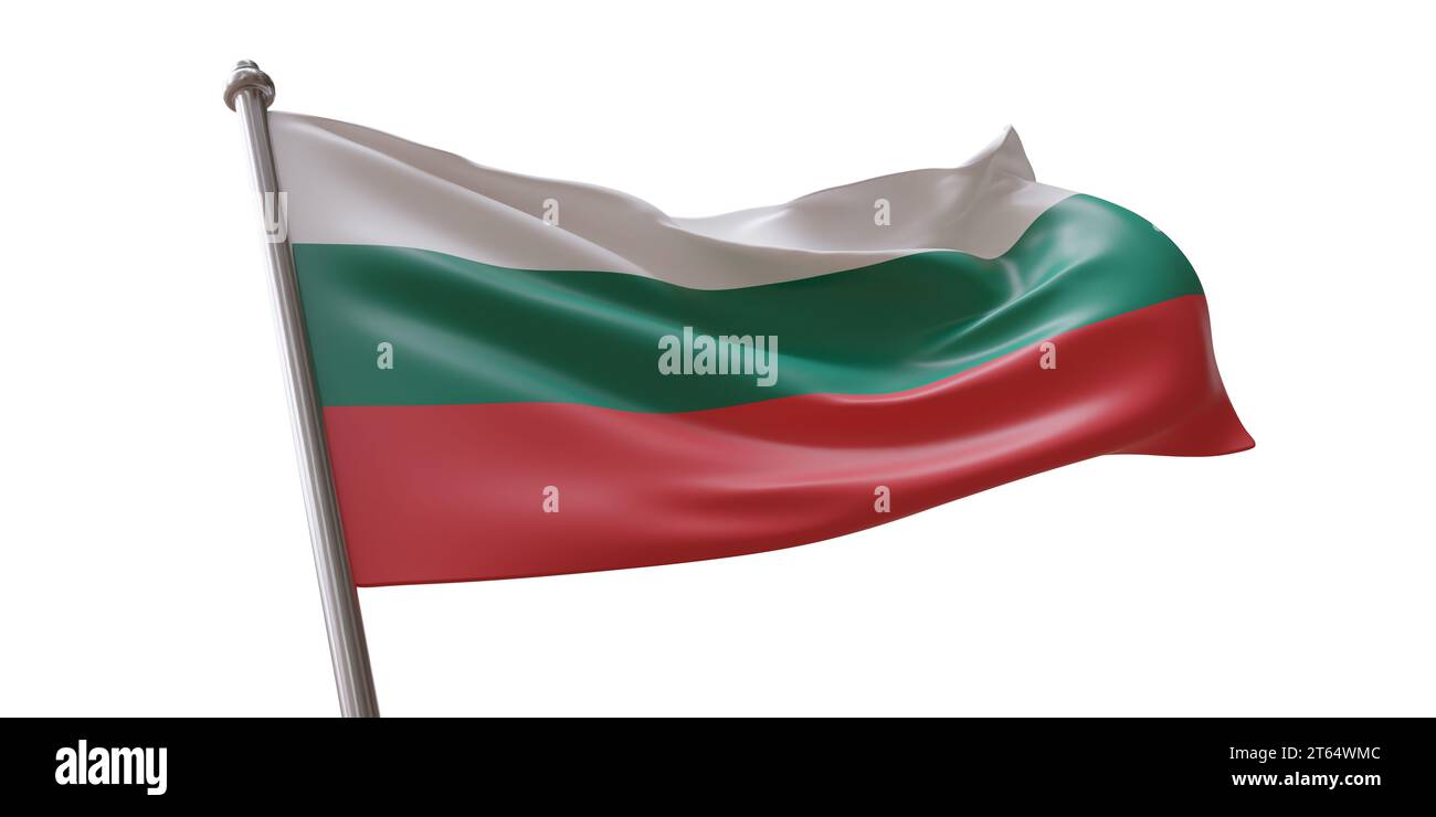Bulgaria flag waving isolated on white transparent background Stock ...
