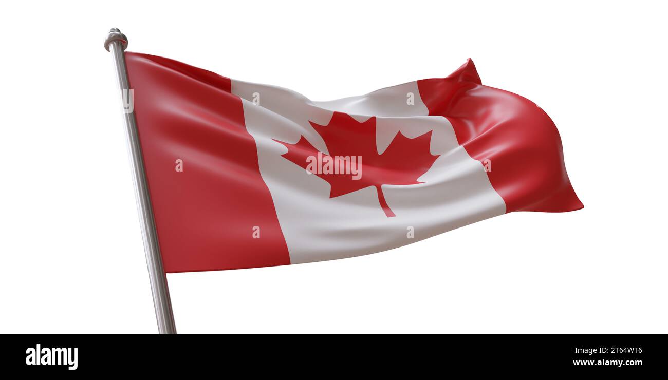 Canada flag waving isolated on white transparent background Stock Photo ...
