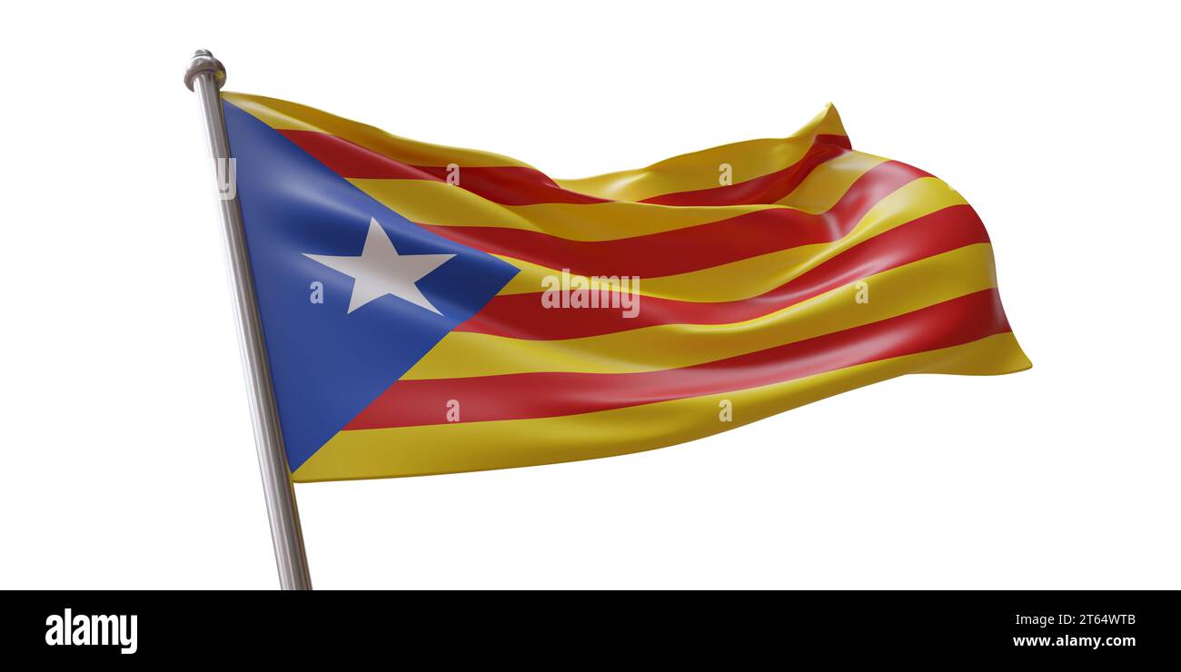 Catalonia flag waving isolated on white transparent background Stock ...
