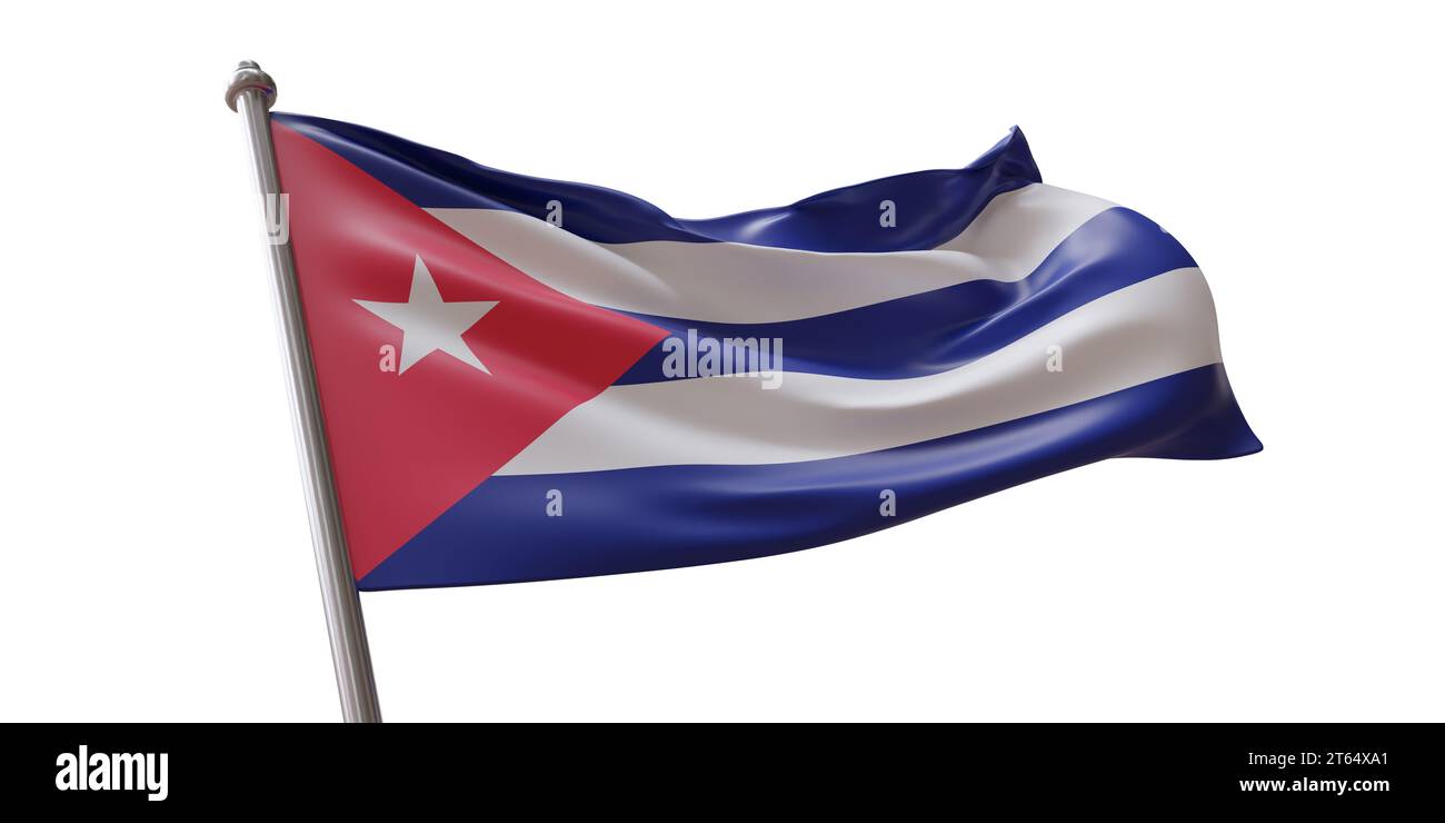 Cuba flag waving isolated on white transparent background Stock Photo ...
