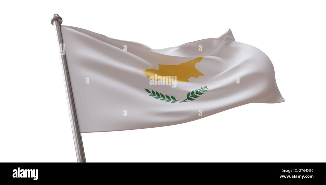 Cyprus flag waving isolated on white transparent background Stock Photo ...