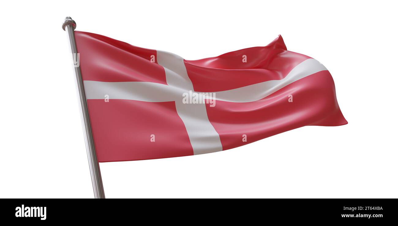 Denmark flag waving isolated on white transparent background Stock ...