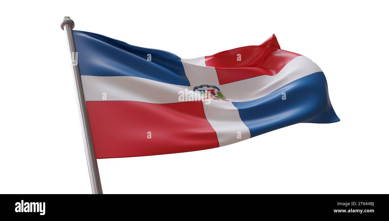 Dominican Republic flag waving isolated on white transparent background ...