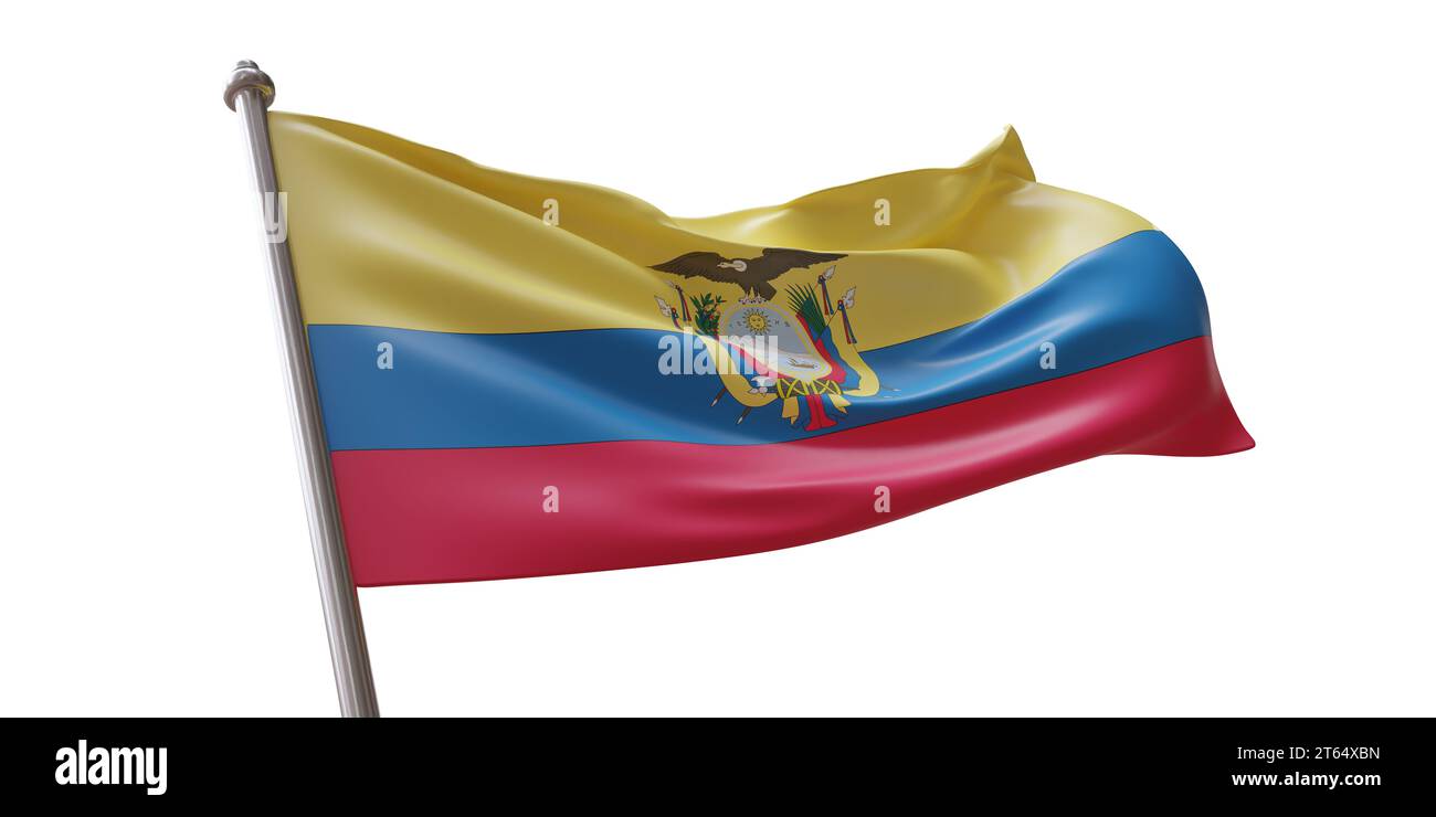 Ecuador flag waving isolated on white transparent background Stock ...
