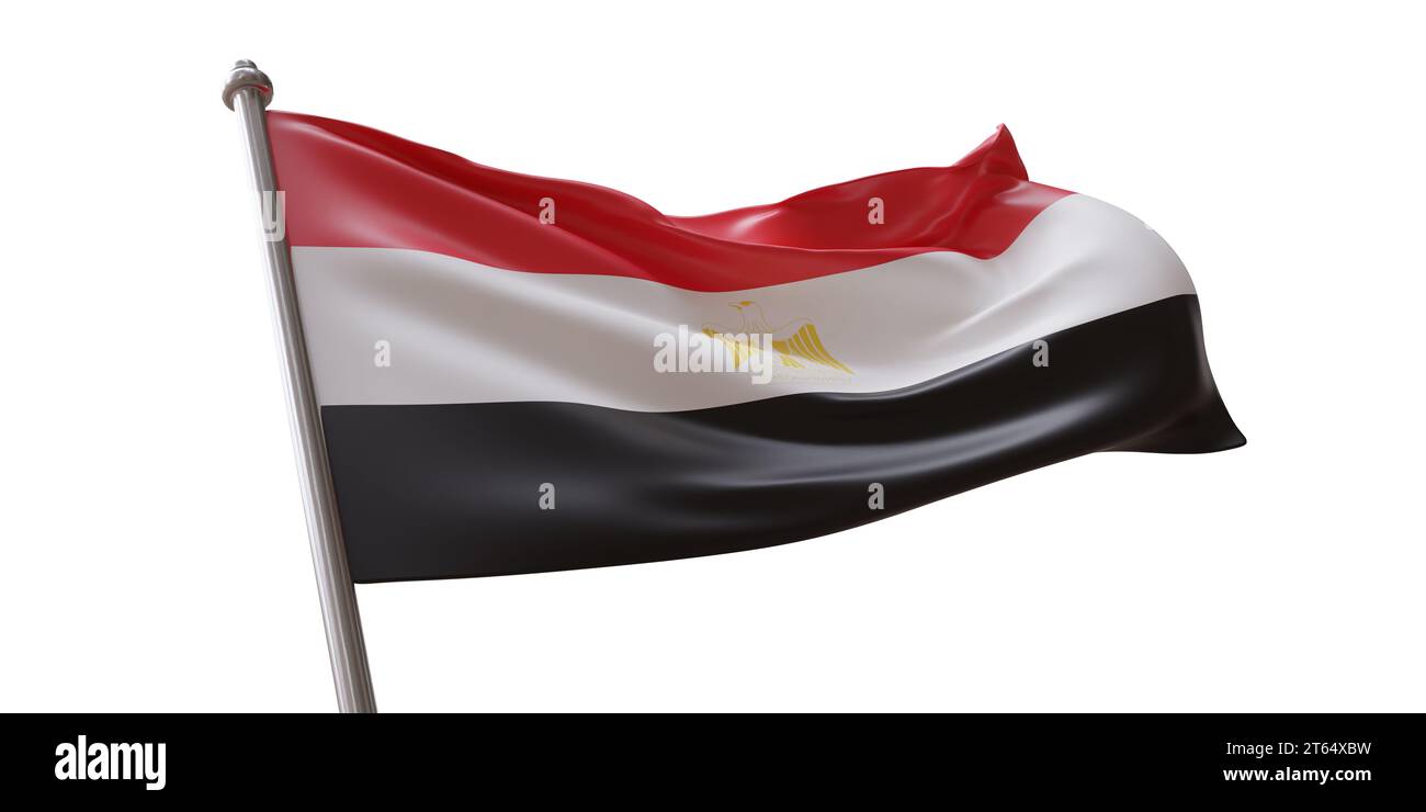 Egypt flag waving isolated on white transparent background Stock Photo ...