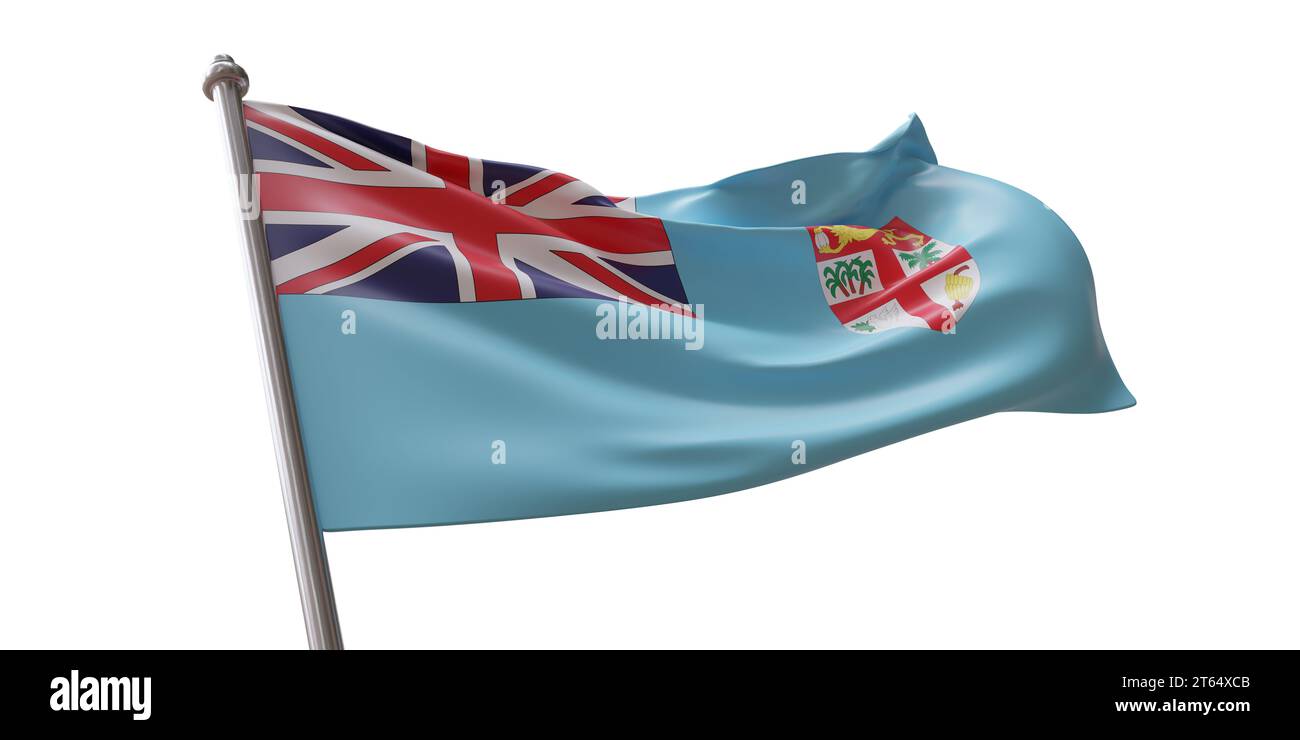 Fiji flag waving isolated on white transparent background Stock Photo - Alamy