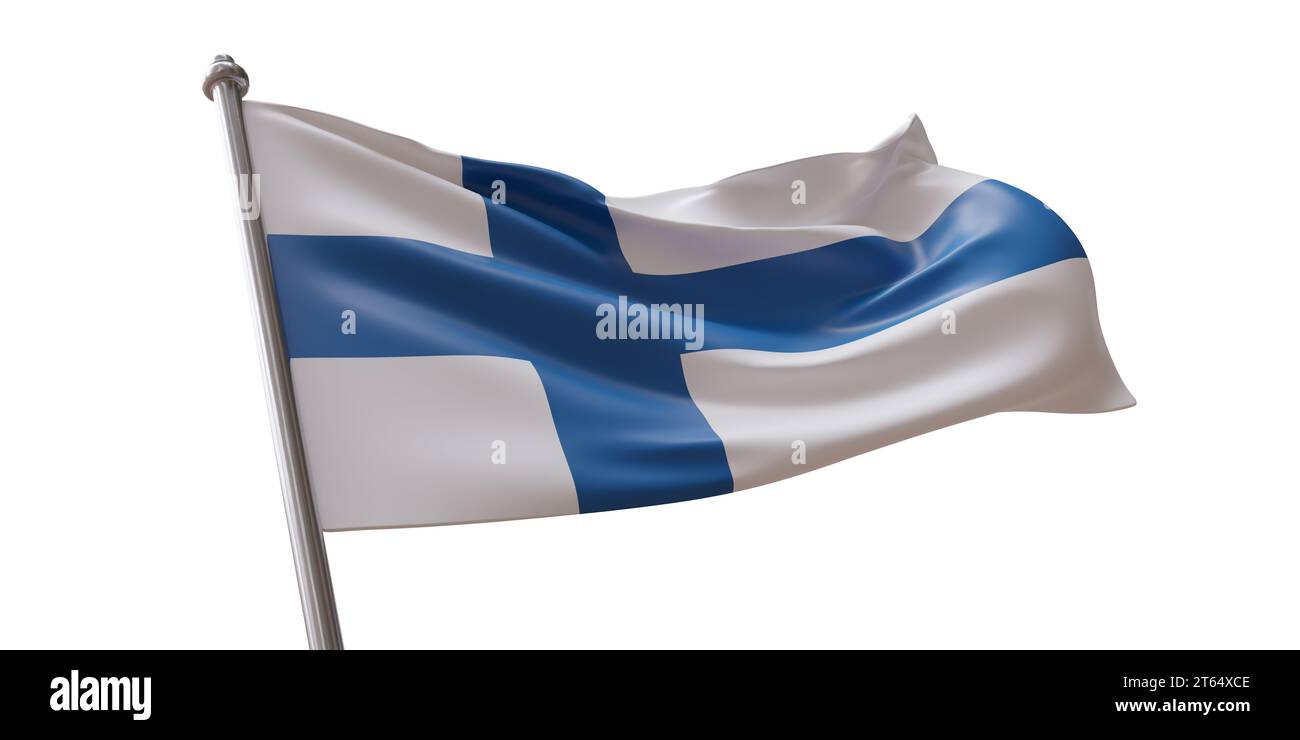 Finland flag waving isolated on white transparent background Stock ...