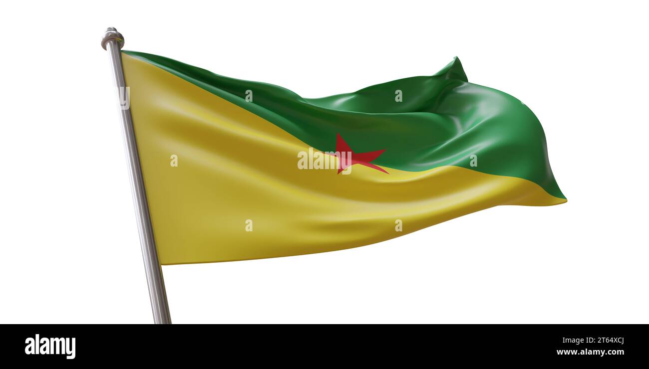 French Guiana flag waving isolated on white transparent background ...