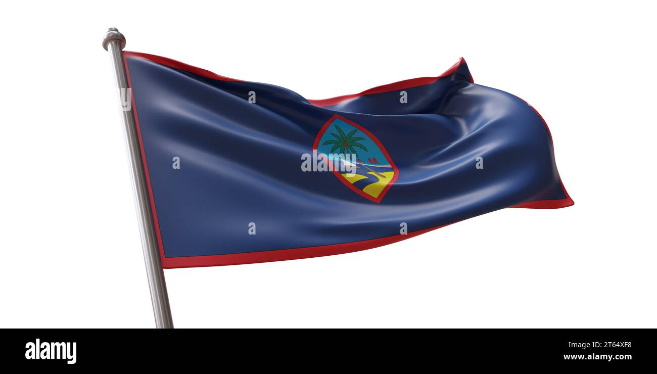 Guam flag waving isolated on white transparent background Stock Photo ...