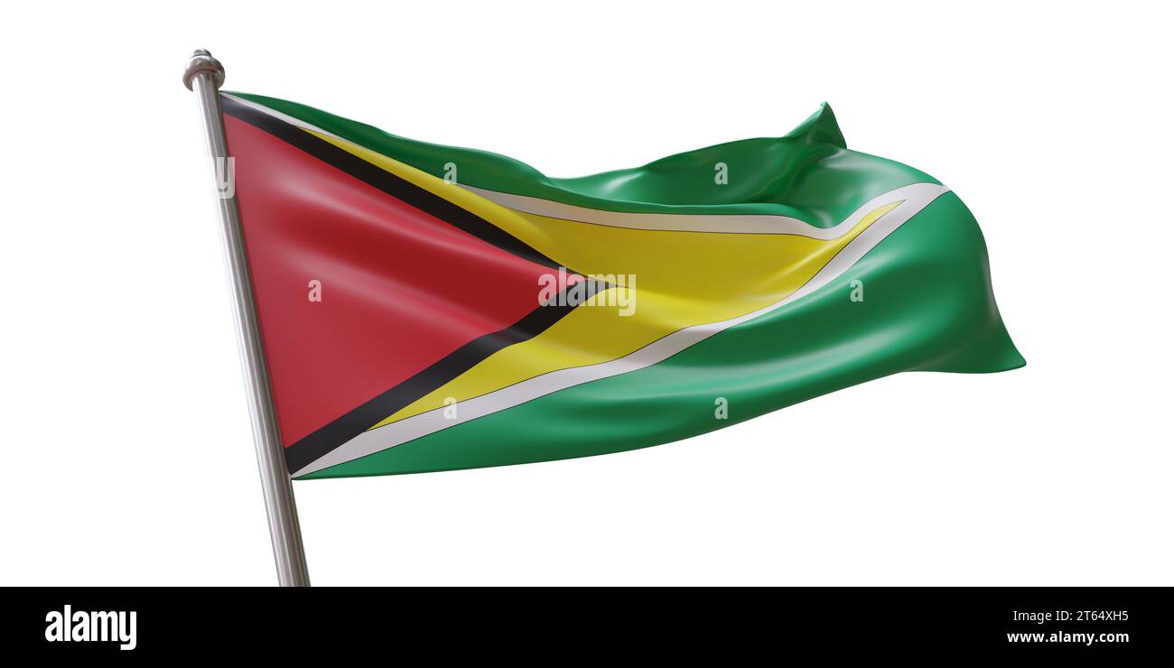 Guyana flag waving isolated on white transparent background Stock Photo - Alamy