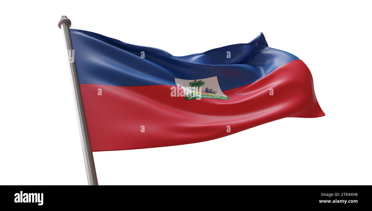 Haiti flag waving isolated on white transparent background Stock Photo ...