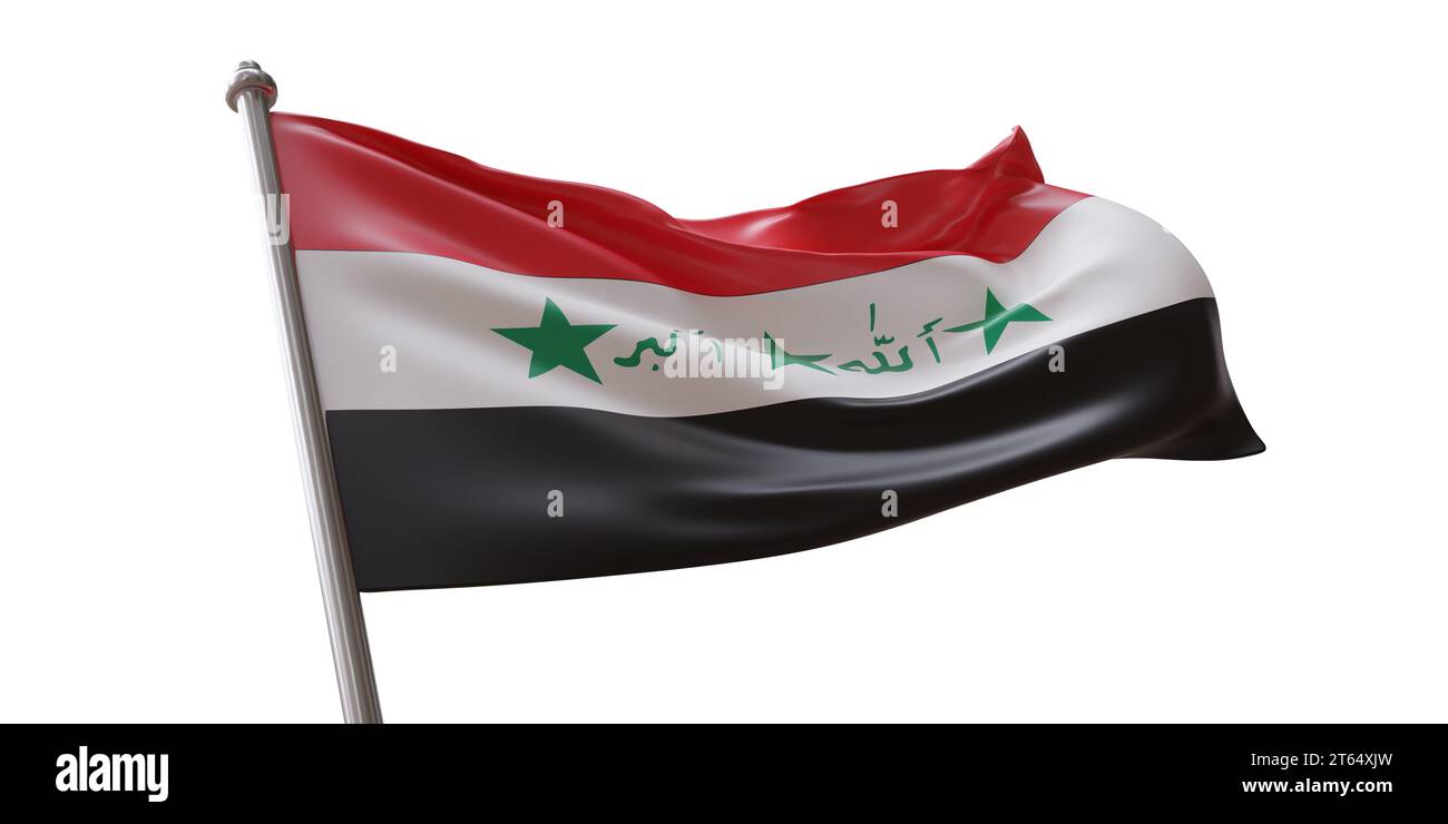 Iraq flag waving isolated on white transparent background Stock Photo ...