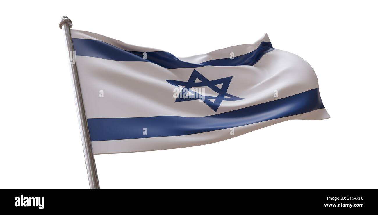 Israel flag waving isolated on white transparent background Stock Photo ...