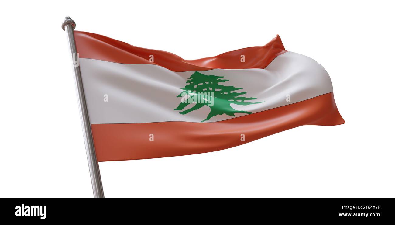 Lebanon flag waving isolated on white transparent background Stock ...