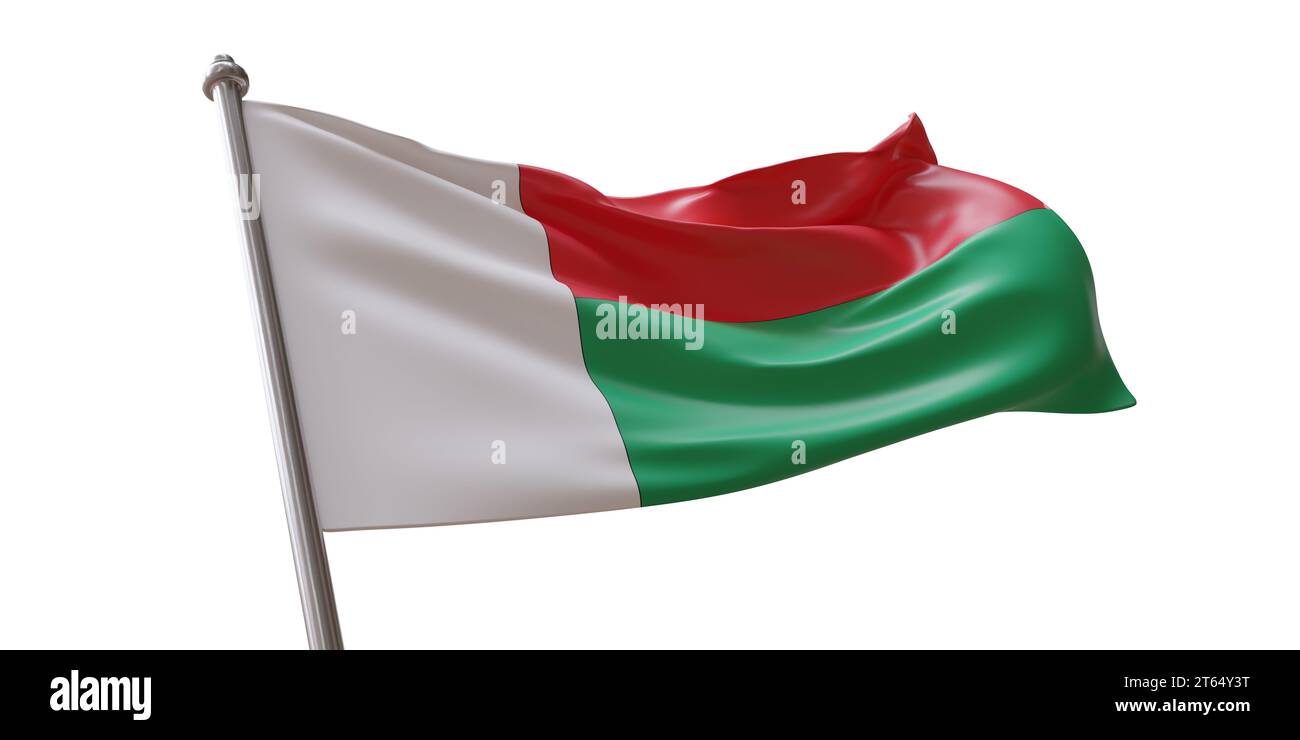 Madagascar flag waving isolated on white transparent background Stock ...