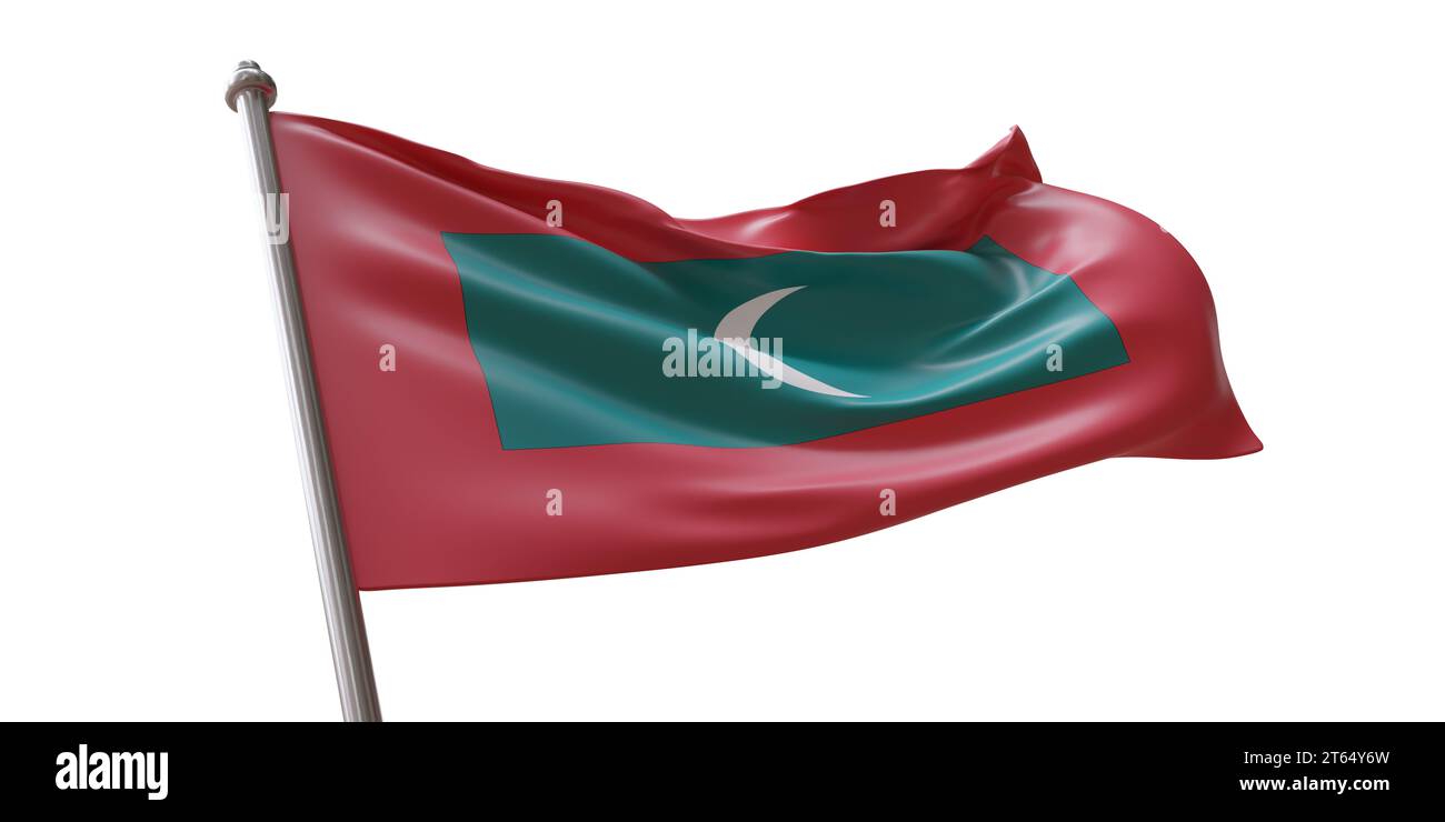 Maldives flag waving isolated on white transparent background Stock ...