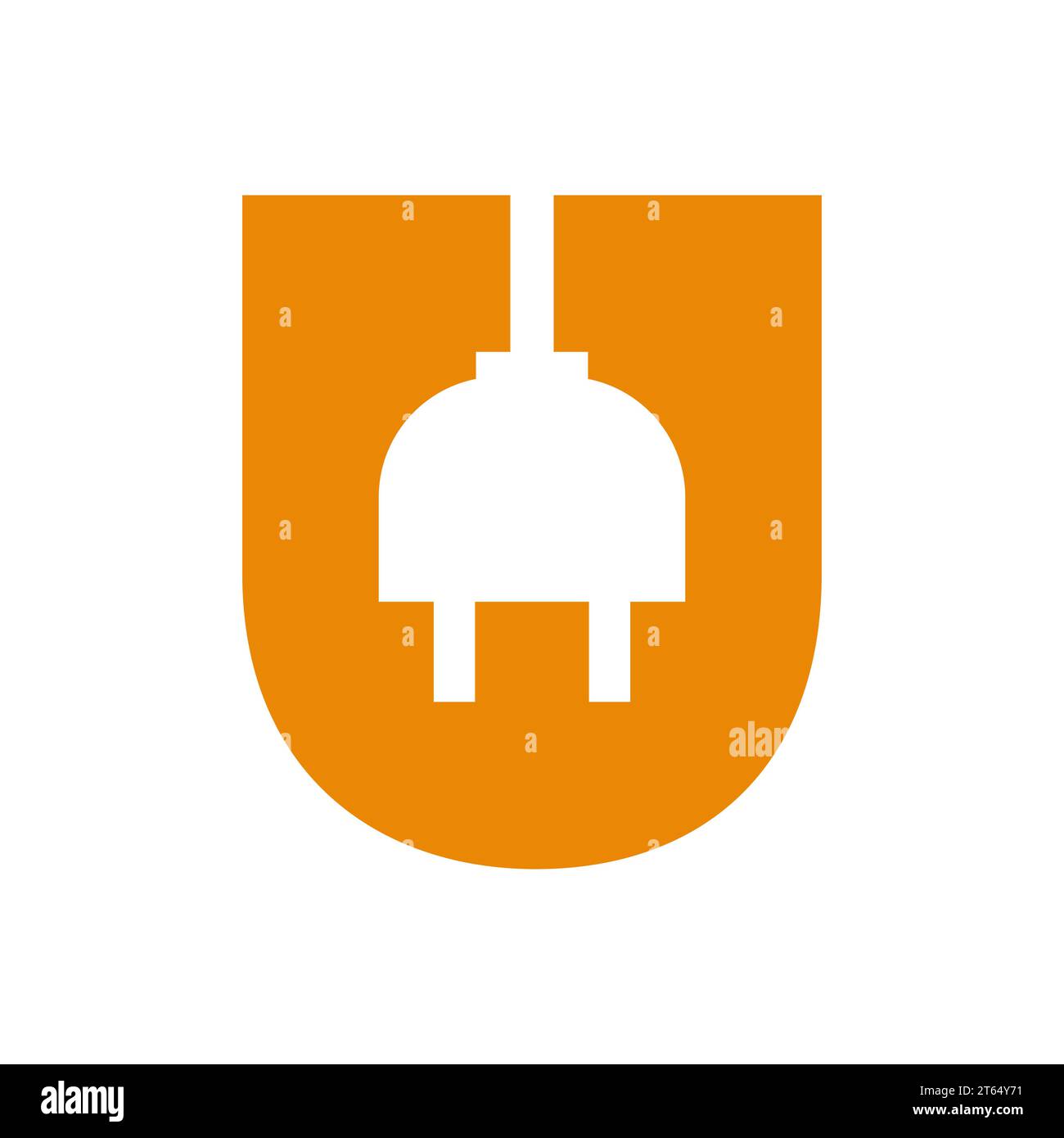 Letter U Electricity or Electrical Logo Concept with Electric Plug ...