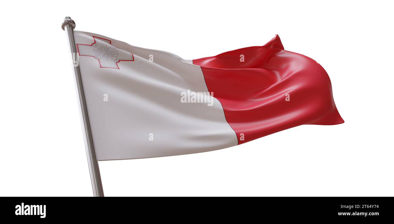 Malta flag waving isolated on white transparent background Stock Photo ...