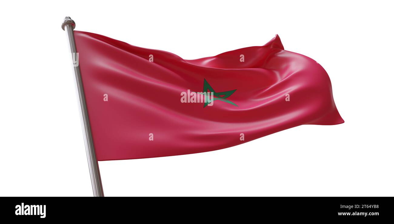 Morocco flag waving isolated on white transparent background Stock ...