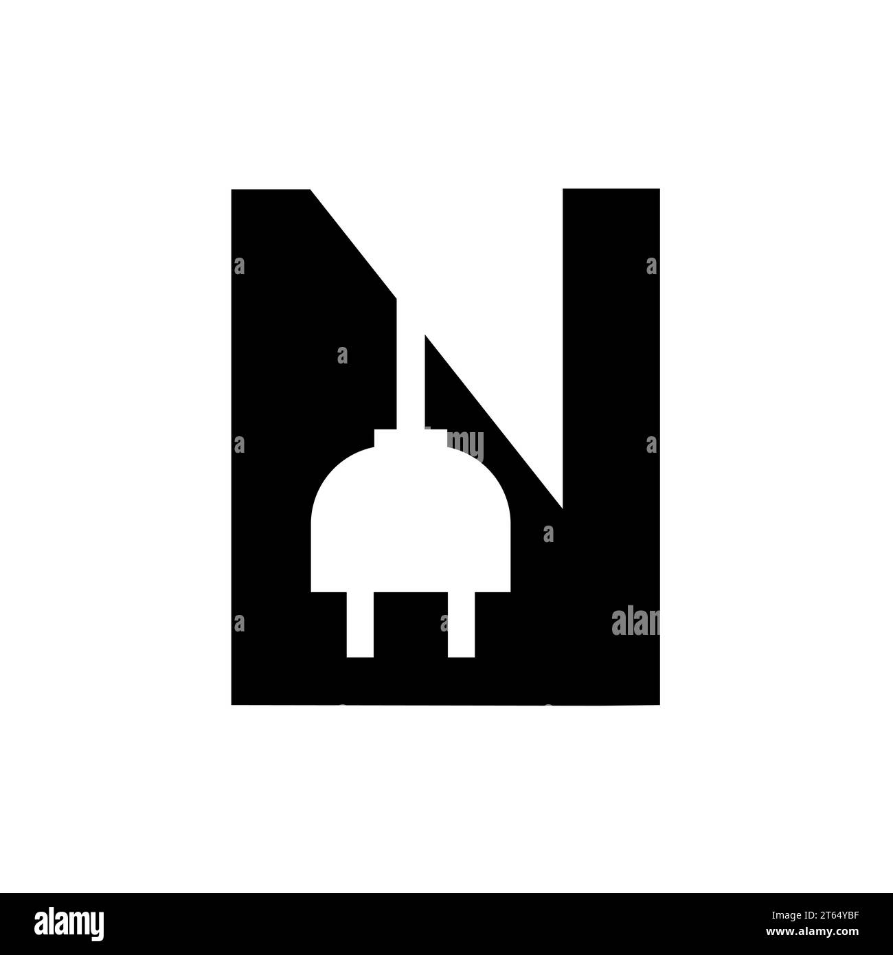 Letter N Electricity or Electrical Logo Concept with Electric Plug ...