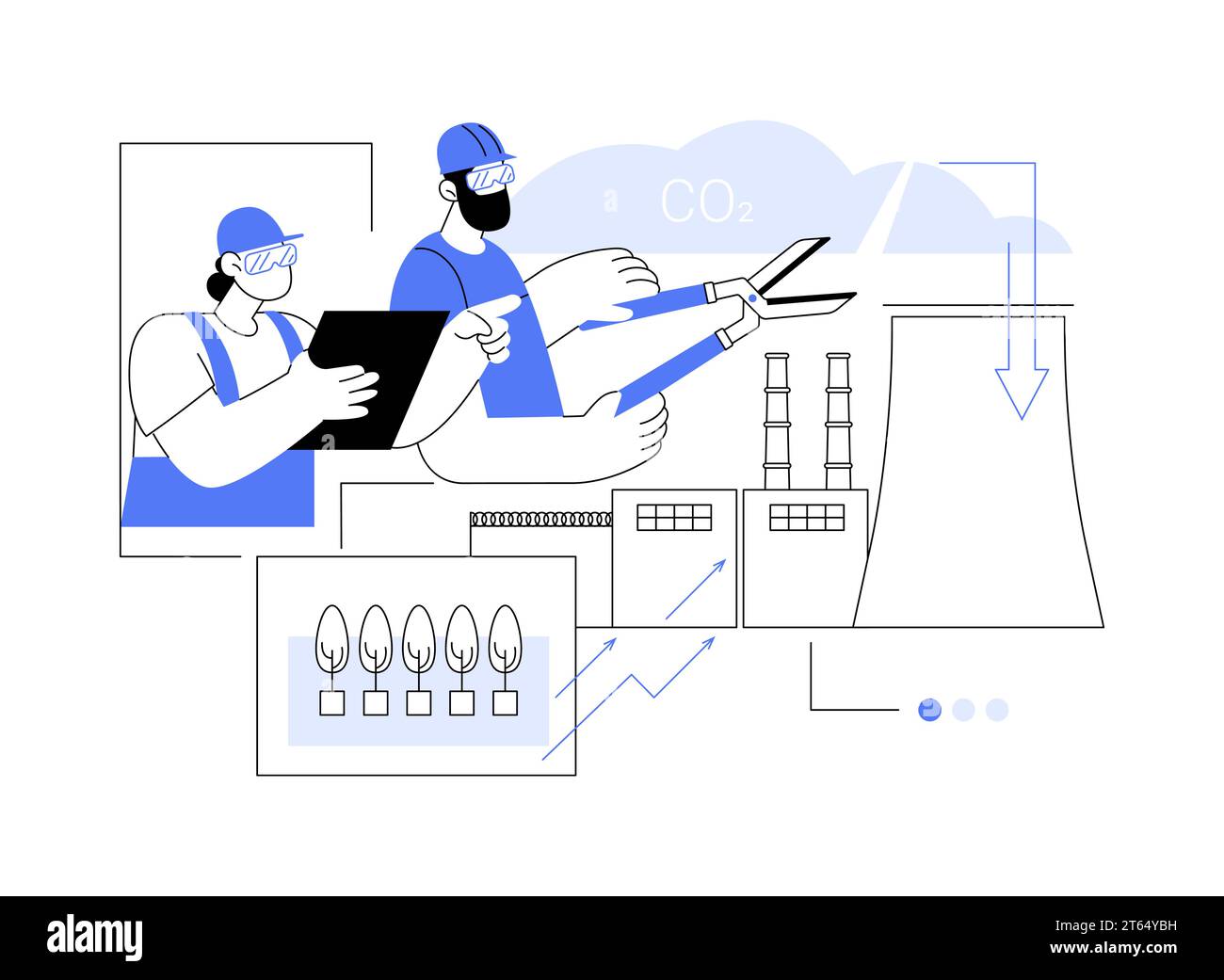 Cutting factory emissions abstract concept vector illustration Stock ...
