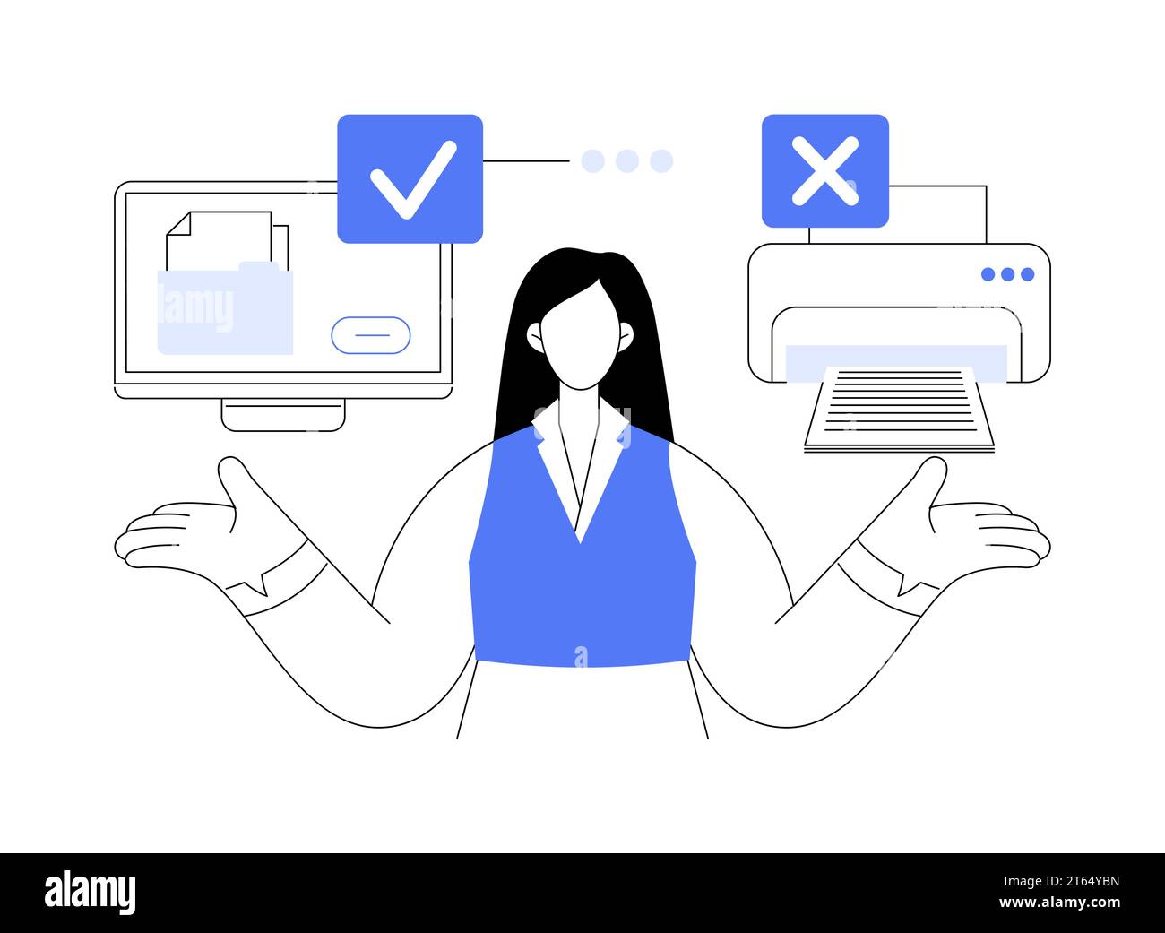 Printer ink and paper reduction abstract concept vector illustration ...