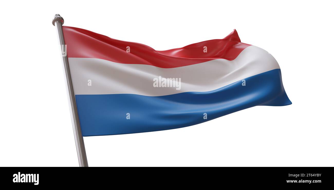Netherlands flag waving isolated on white transparent background Stock ...