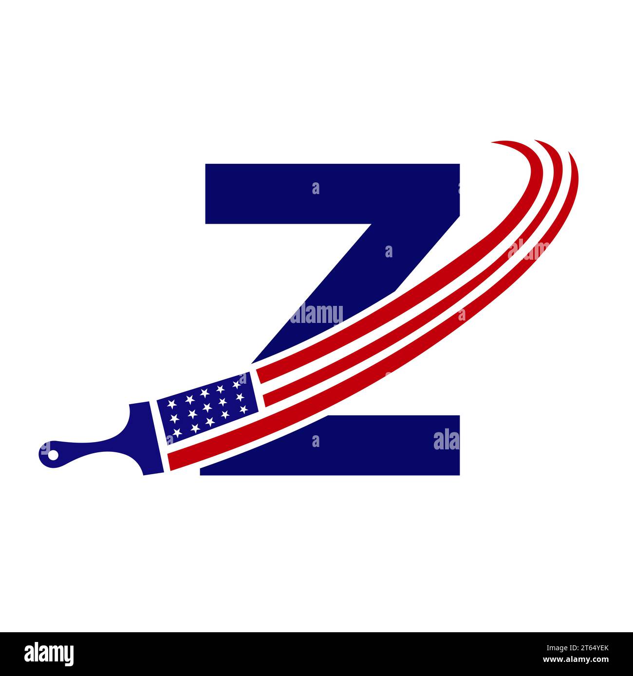 Letter Z American Paint Logo Concept with Paint Brush Vector Template ...