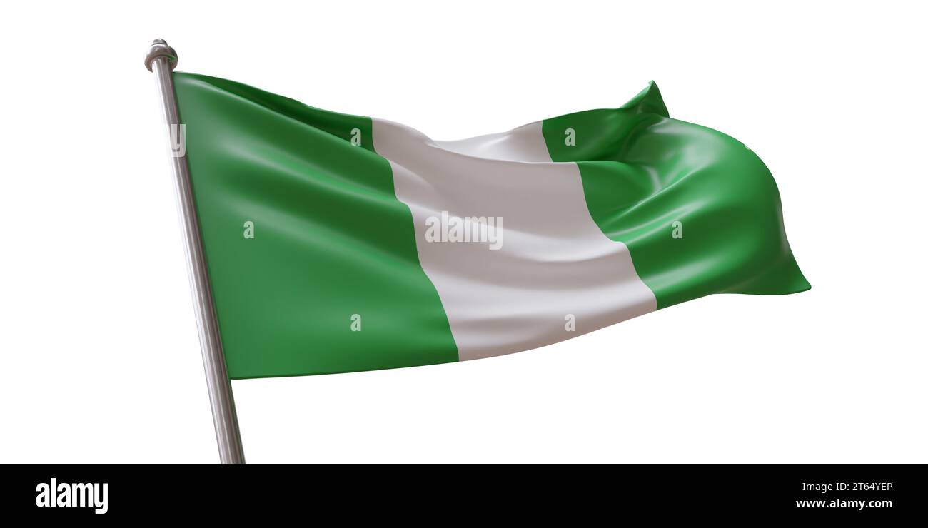 Nigeria flag waving isolated on white transparent background Stock ...
