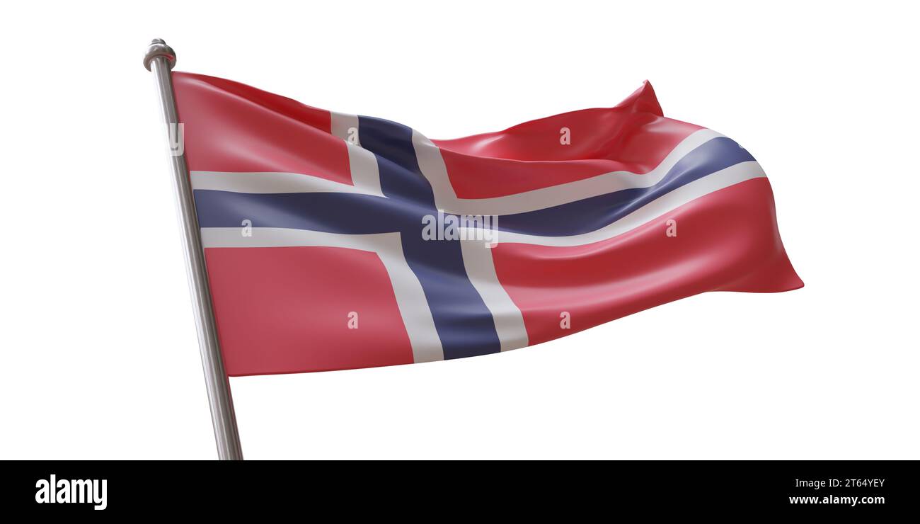 Norway flag waving isolated on white transparent background Stock Photo ...