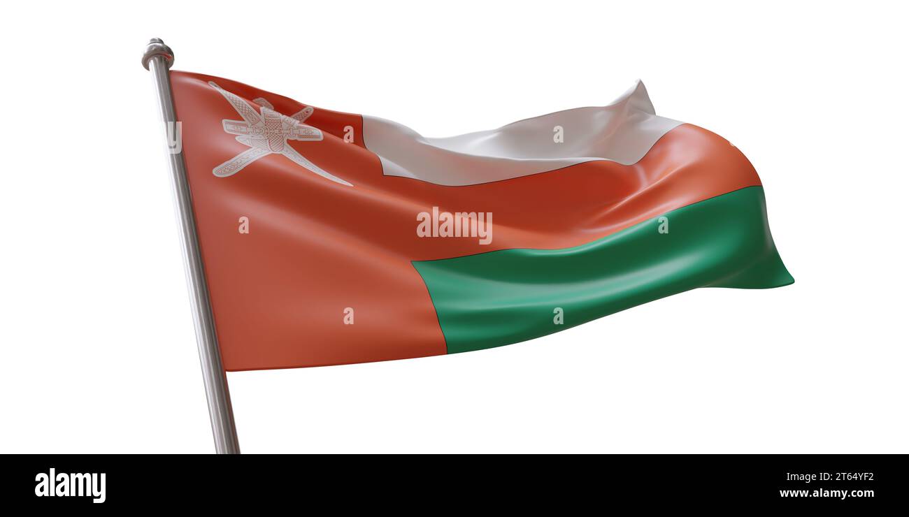 Oman flag waving isolated on white transparent background Stock Photo ...